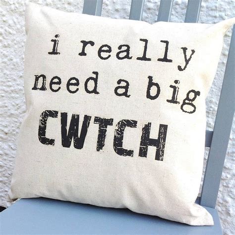 Cwtch Cuddle Hug Linen Cushion Welsh Ts Word Origins Handmade Signs