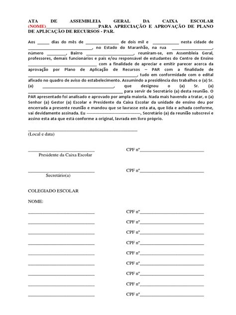 07 Modelo Ata Assembleia Aprec Par Pdf