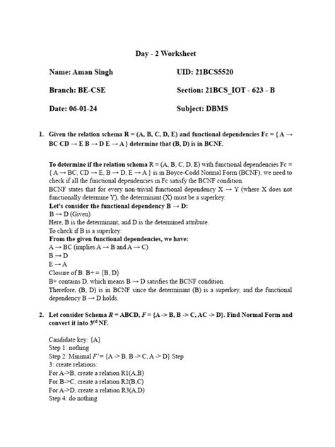 Dbms Worksheet 1 Pdf