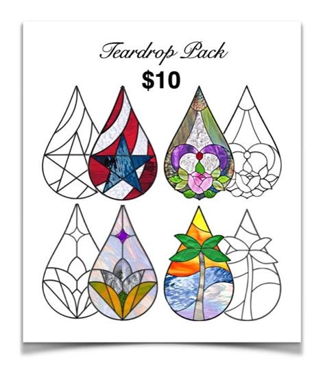 Teardrop Stained Glass Pattern Pack Etsy Stained Glass Mosaic