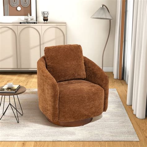 303 Swivel Accent Barrel Chair With Thick Deep Seat Comfy Chenille