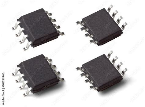 2 Side Macro Photo Of A Microcontroller Chip In A Soic Sop8 Package Isolated On A White