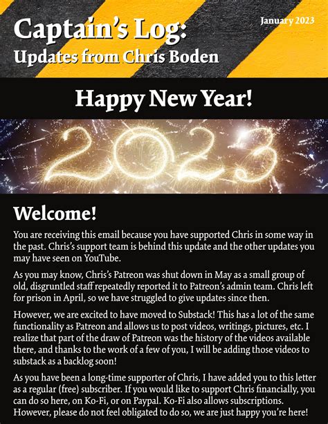 Welcome By Chris Boden Captains Log