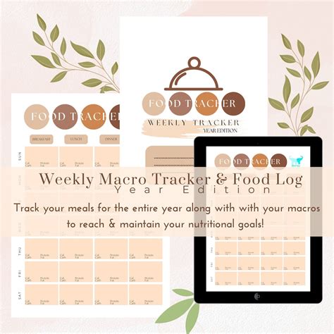 Norsu Nude Neutral Food Tracker Weekly Meal And Macro Tracker Year