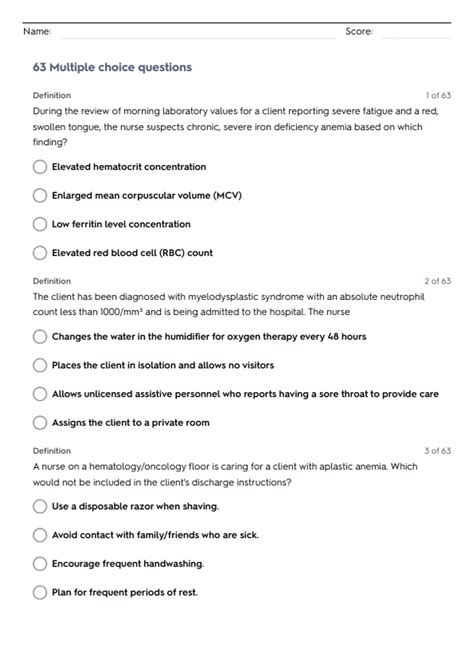 Assessment And Management Of Patients With Hematologic Disorders