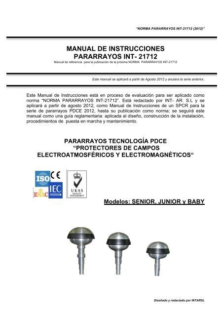 Manual De Instrucciones Pdce Senior Pararrayos Int Ar Sl