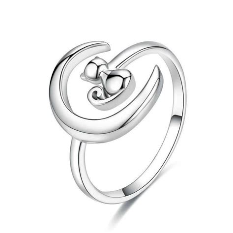 Ripley Anillo Plata 925 Gato Y Luna
