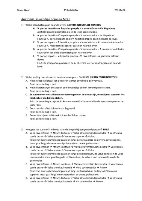 Anatomie Mcq Omar Akouh Omar Akouh 1 E Bach Bmw 20211422 Anatomie