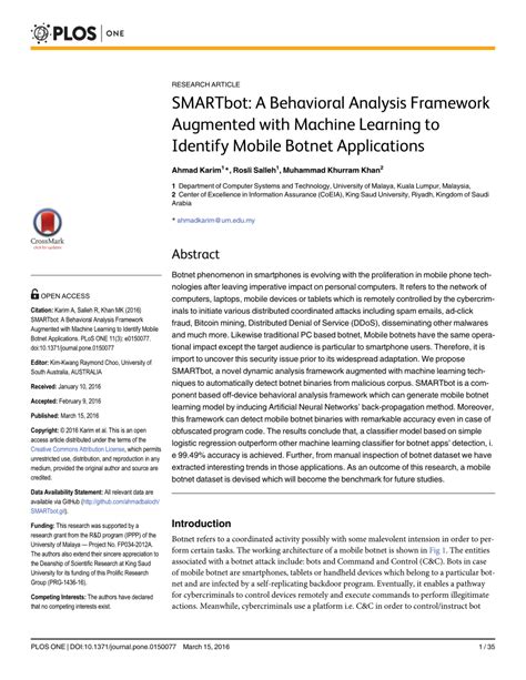 Pdf Smartbot A Behavioral Analysis Framework Augmented With Machine Learning To Identify