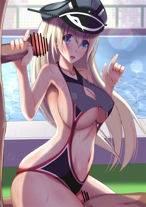 Rule 34 2boys Bar Censor Bismarck Kantai Collection Blonde Hair