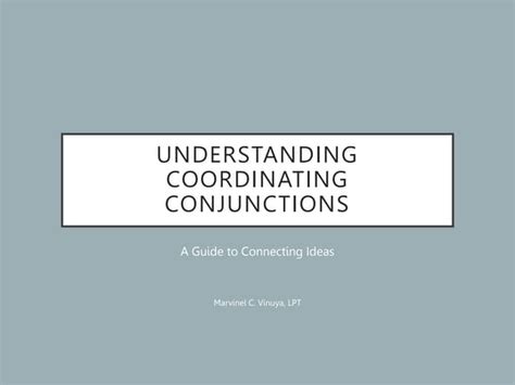 Coordinating Conjunctions Presentation Pptx