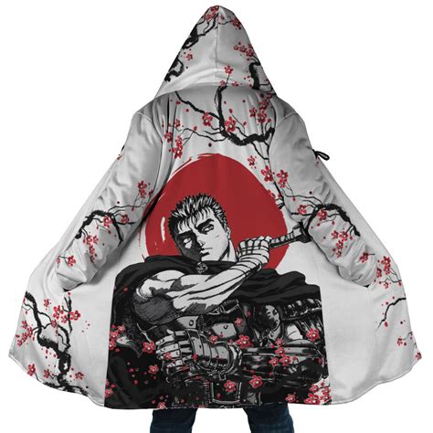 Guts Cherry Blossom Berserk Hooded Cloak Coat Unique Anime Apparel