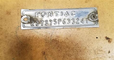 Found In Clean Up Pontiac Vin Plate Album On Imgur