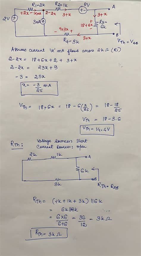 Solved Compute The Values Of VTH And RTH In The Thevenin Equivalent
