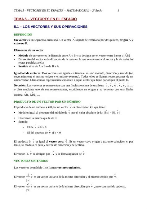 PDF TEMA 5 VECTORES EN EL ESPACIO 5 1 PDF Filetema 5 Vectores