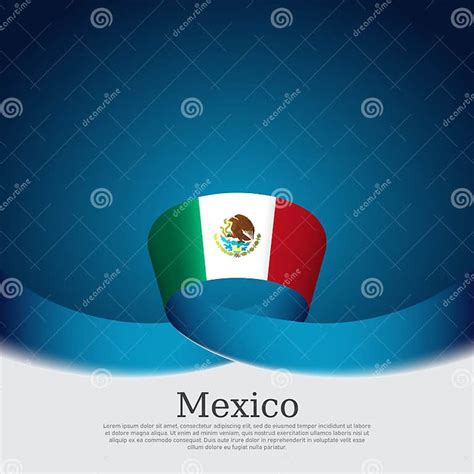 蓝色白色背景中的墨西哥国旗 矢量图横幅墨西哥海报 商业手册封面 波纹带 向量例证 插画 包括有 绿色 国家（地区） 218998124