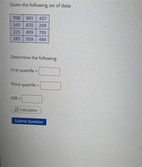 Solved Given The Following Set Of Data Determine The