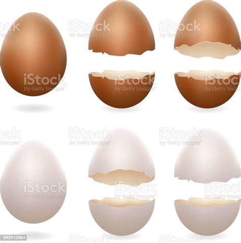 계란에 금이 갈라져 열리는 부활절 달걀 껍질 디자인 3d 현실 아이콘 설정 절연 벡터 일러스트 레이 션 금이 간에 대한 스톡
