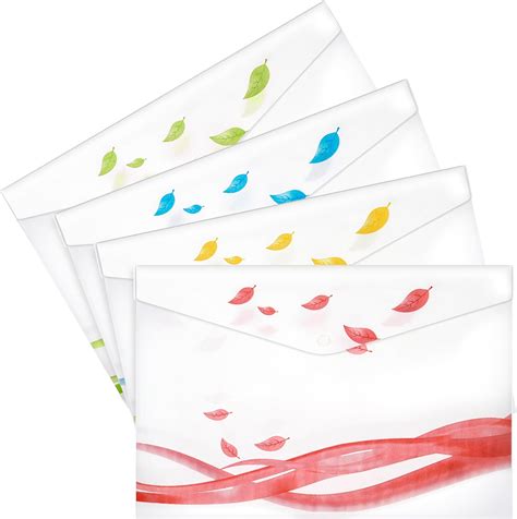 Shuban 10 Pcs Versatile Poly File Envelopes Plastic Envelopes Snap