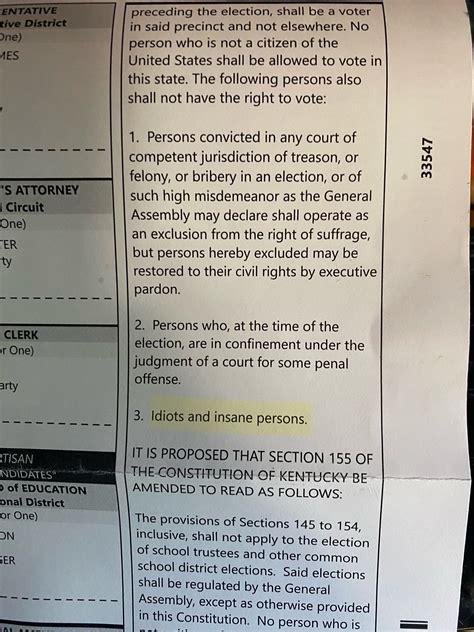 Kentuckys Constitution Prohibits Idiots And Insane Persons From Voting How Is This Still A