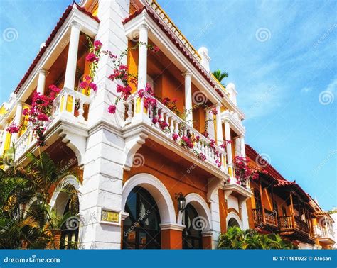 City Architecture Of Cartagena De Indias Colombia Editorial Stock