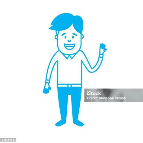 Siluet Pria Dengan Desain Gaya Rambut Dan Pakaian Ilustrasi Stok