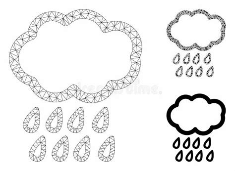 Rain Vector Mesh Network Model And Triangle Mosaic Icon Stock Vector Illustration Of Polygonal