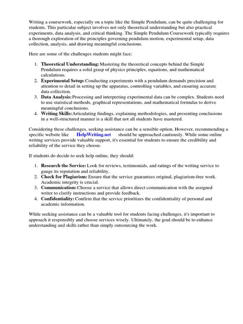 Simple Pendulum Coursework Pdf Pendulum Oscillation