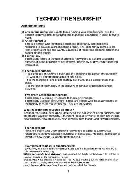 Technopreneurship 1 Pdf Business Ethics Entrepreneurship