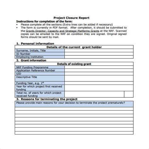 Project Closure Template