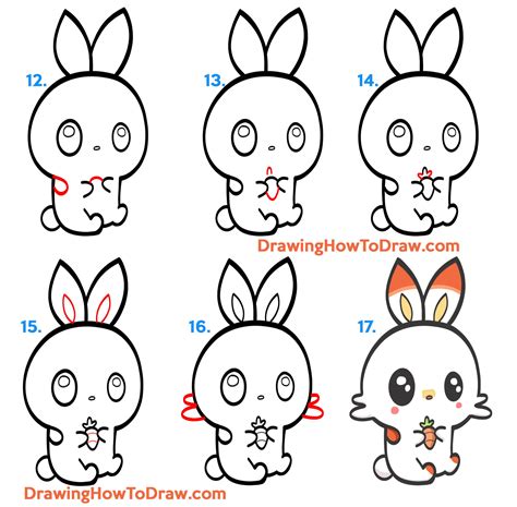 How To Draw A Cute Kawaii Chibi Scorbunny From Pokemon Easy Step By Step Drawing Tutorial