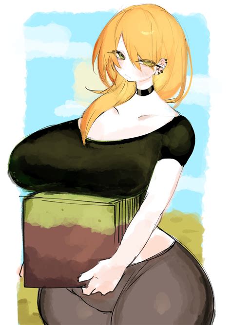 Rule 34 1girls Alex Minecraft Big Breasts Big Hips Black Clothing Blushing Choker Ear