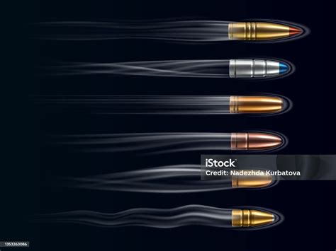 Flying Bullet Traces Realistic Pistol Projectiles Weapon Shot Visible Path And Fast Motion