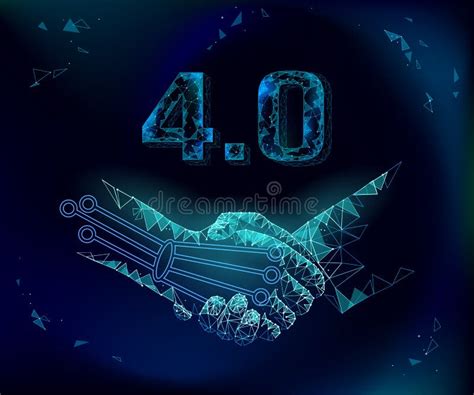 Low Poly Handshake Future Industrial Revolution Concept Industry 4 0