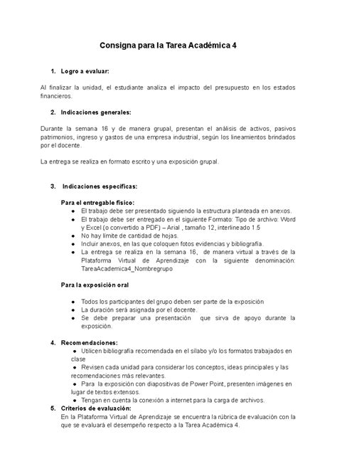 Consigna De Ta4 De Formulación Y Evaluación Presupuestal Consigna