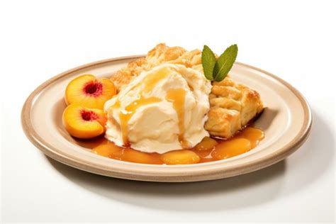 Enticing Peach Cobbler Plate Generate Ai