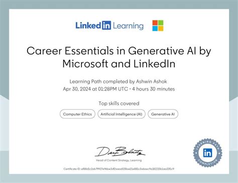 Completed Generative Ai Course By Microsoft And Linkedin Ashwin Ashok