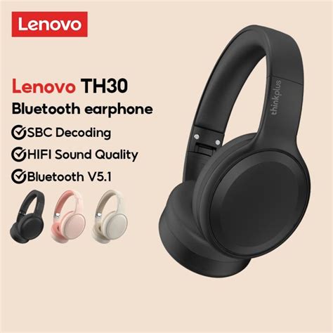 Lenovo TH30 Bluetooth Headphone Gaming Low Latency Music Noise Reduction Smart Touch With Mic