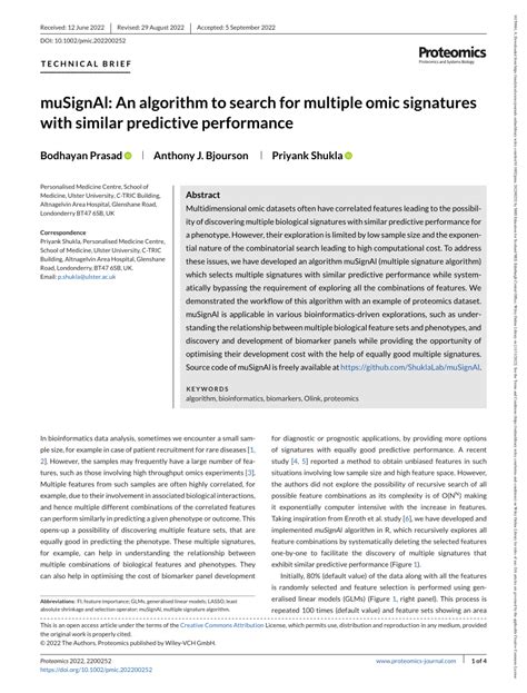 Pdf Musignal An Algorithm To Search For Multiple Omic Signatures With Similar Predictive