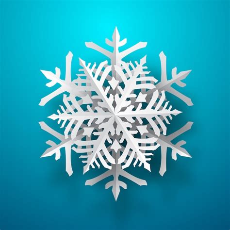 연한 파란색 배경에 흰색 부드러운 그림자가 있는 큰 크리스마스 종이 눈송이 프리미엄 벡터