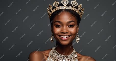 Premium Photo Beautiful African American Girl Wearing A Golden Crown