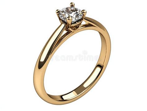A Stunning Gold Engagement Ring Featuring A Brilliant Cut Diamond