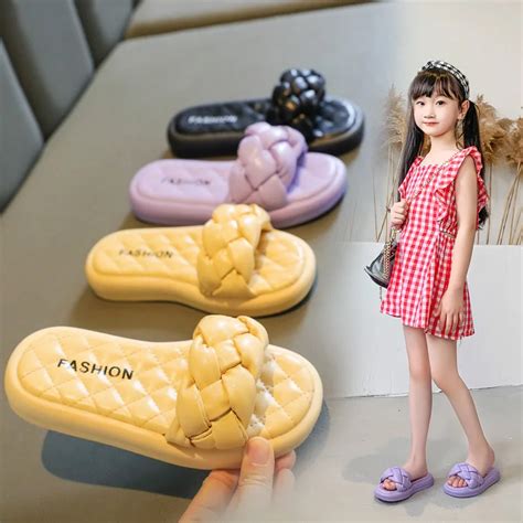 여름 어린이 소녀 샌들 슬라이드 청소년 소녀 비치 샌들 슬리퍼 실내 야외 새로운 5 7 8 9 10 12 년 Aliexpress