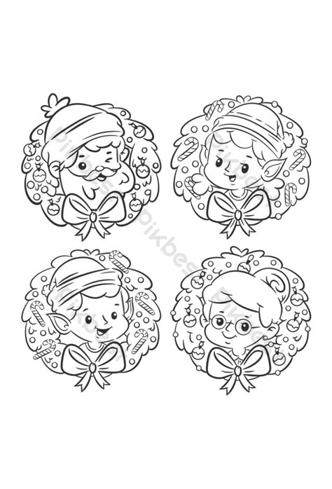 손으로 그린 크리스마스 캐릭터 색칠하기 일러스트 Ai 무료 다운로드 Pikbest