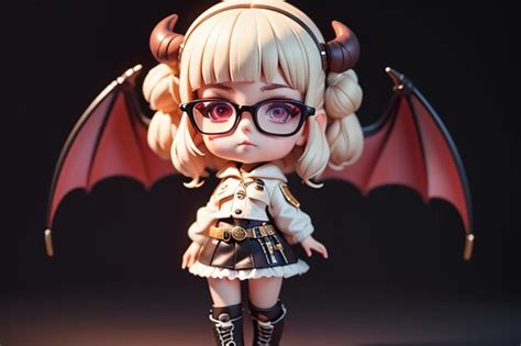 Premium Ai Image Girl Wearing Glasses Has Bat Wings Shape Toy Model