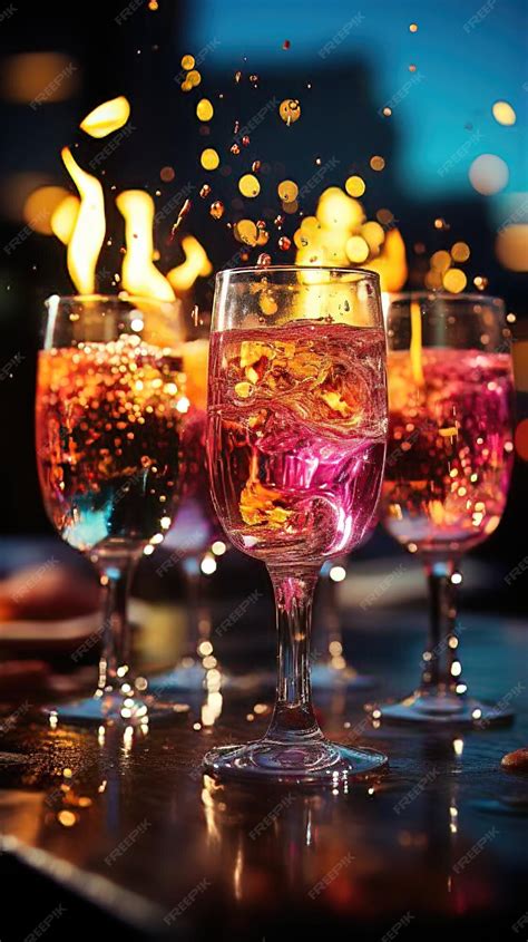 Premium Photo Champagne Glass Overflowing With Soft Drinks For