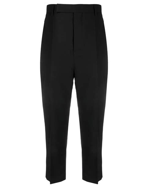 Rick Owens Black Cropped Trousers In Wool For Women Luxor Fw23
