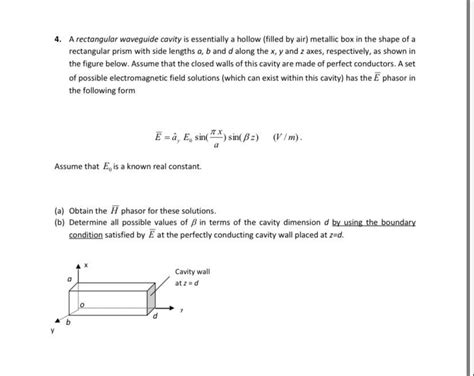 Solved A Rectangular Waveguide Cavity Is Essentially A Chegg
