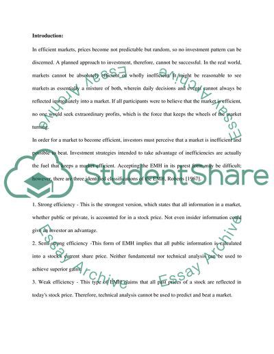 Market Efficiency And Its Implications For Macroeconomic Behaviour Essay