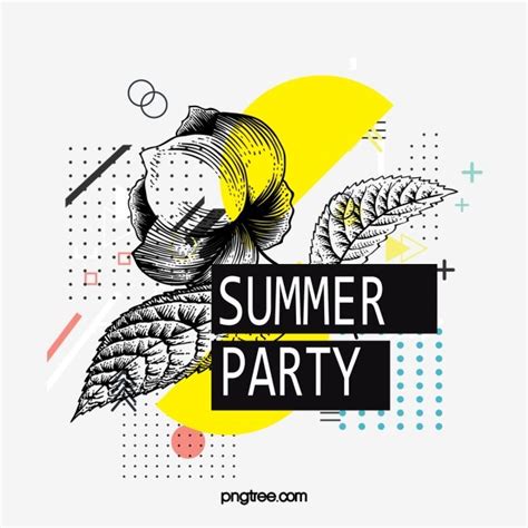 여름 간단한 꽃 일러스트 기하학적 요소 밤 파티 Party Party 식물 Png 일러스트 및 Psd 이미지 무료 다운로드 Pngtree 파티 여름 배경